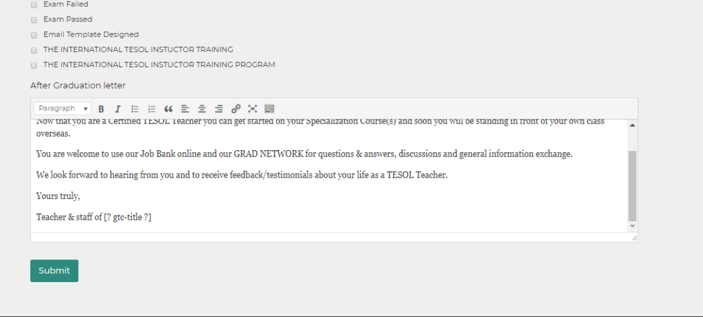 template-email - Global TESOL College