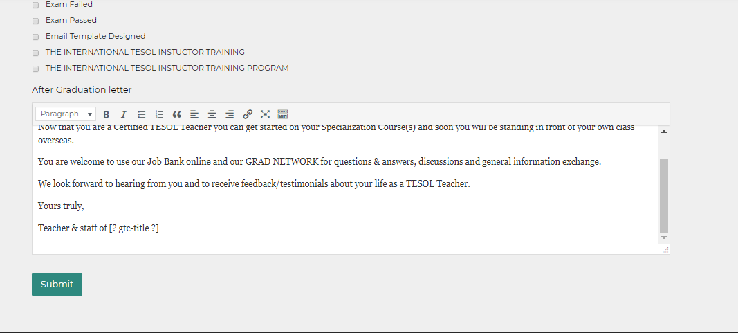template-email - Global TESOL College